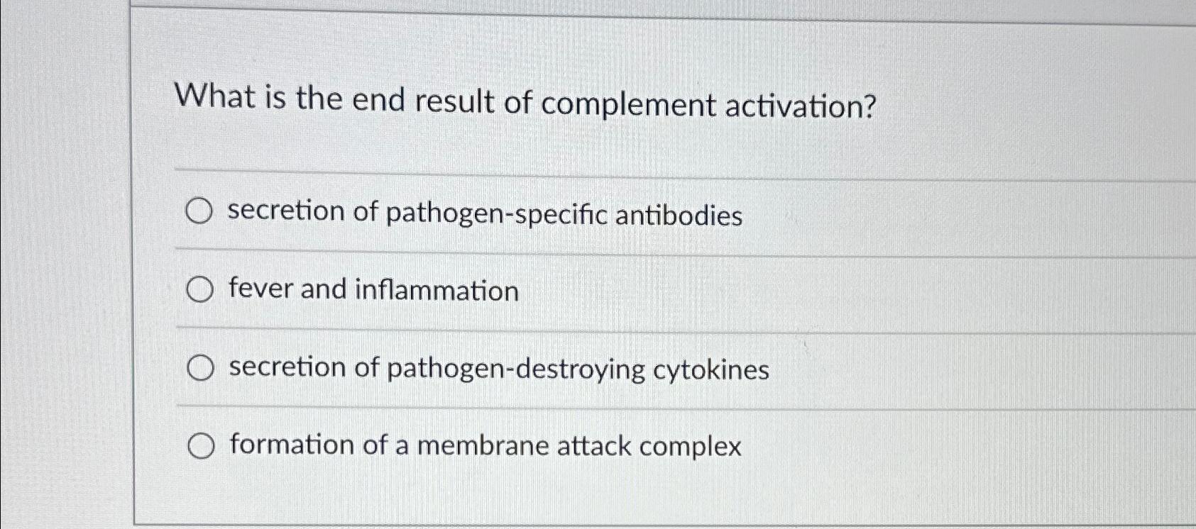 Solved What is the end result of complement | Chegg.com