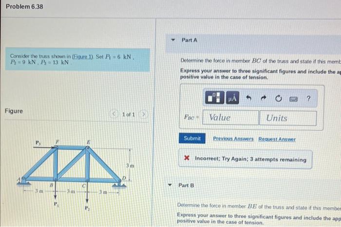 Solved Consider the truss shown in (Figure 1). Set P1=6kN. | Chegg.com