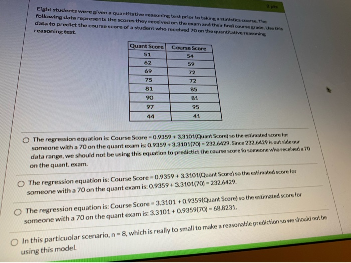 Solved Eight students were given a quantitative reasoning | Chegg.com