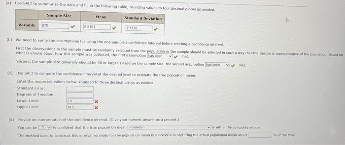 Solved (a) Use SALT to summarize the data and fill in the | Chegg.com