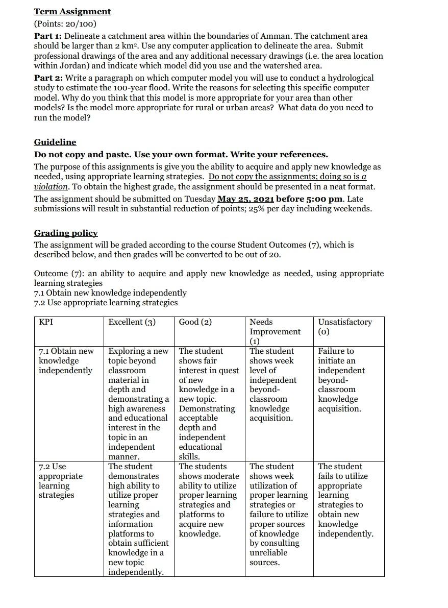 Solved Term Assignment (Points: 20/100) Part 1: Delineate a | Chegg.com