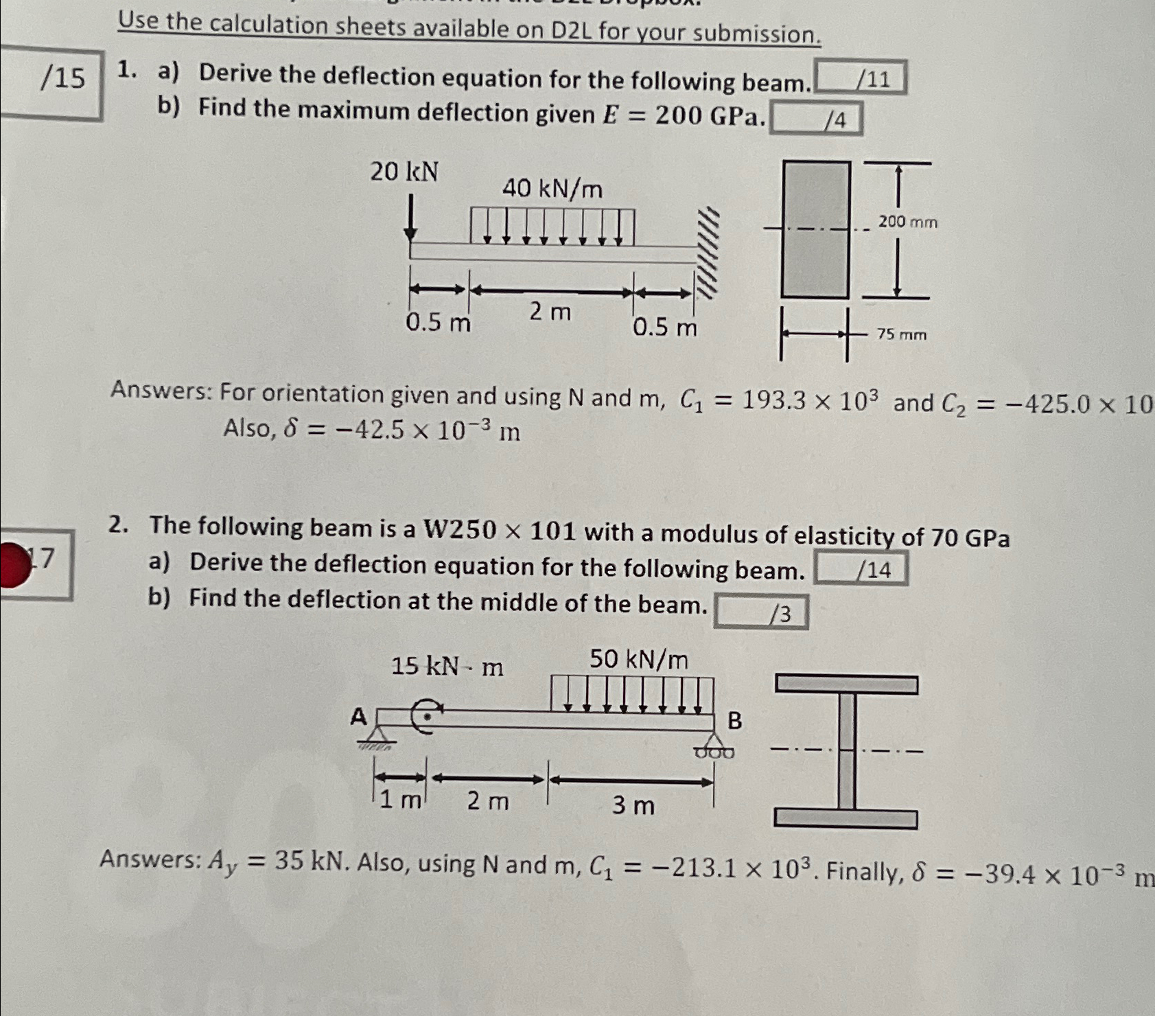 Solved Use the calculation sheets available on D2L for your | Chegg.com