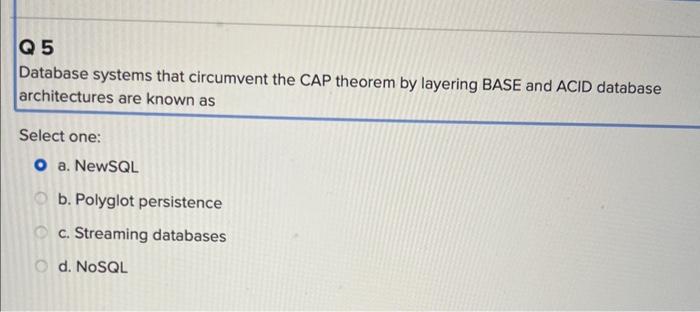 Solved Database systems that circumvent the CAP theorem by | Chegg.com