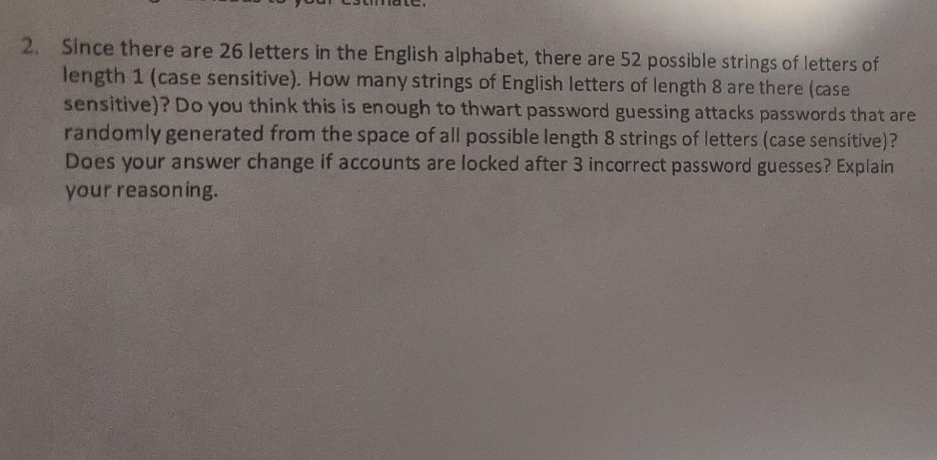 Solved 2. Since there are 26 letters in the English | Chegg.com