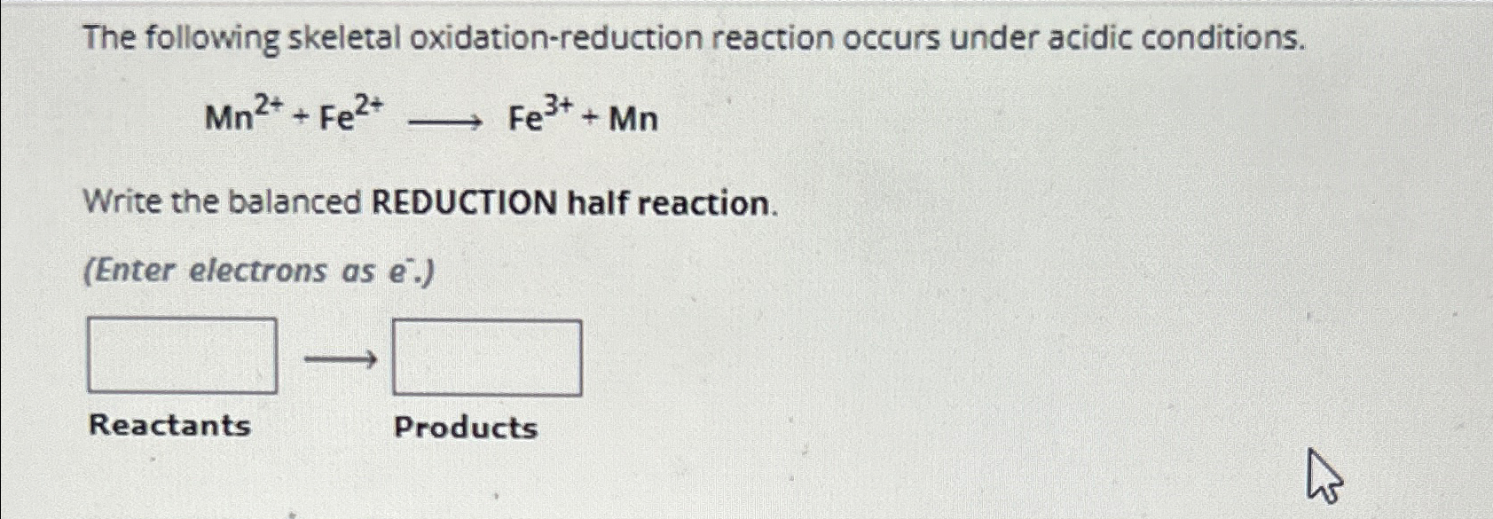 Solved The following skeletal oxidation-reduction reaction | Chegg.com