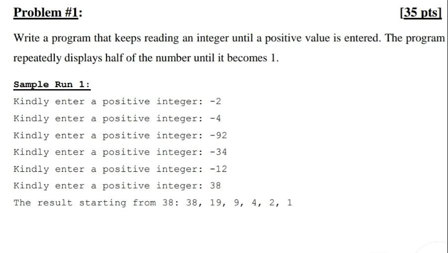 Solved Problem #1: [35 pts] Write a program that keeps | Chegg.com