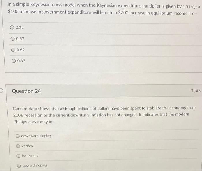 Solved In a simple Keynesian cross model when the Keynesian | Chegg.com