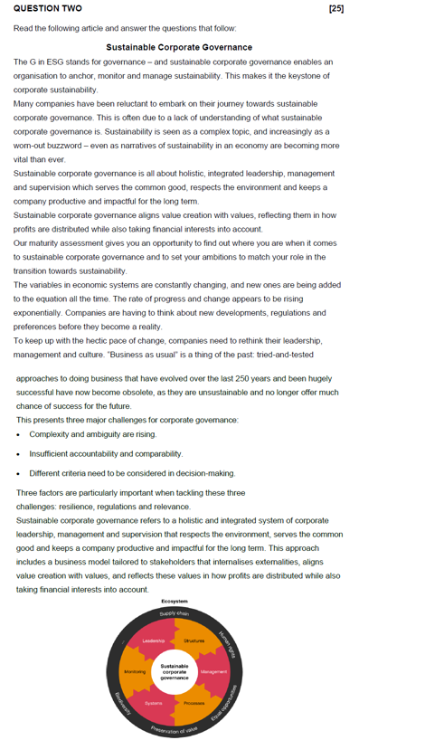 Solved QUESTION TWO Read the following article and answer | Chegg.com