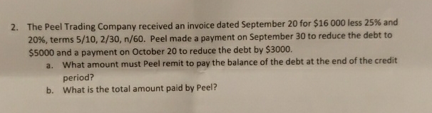 Solved The Peel Trading Company received an invoice dated | Chegg.com