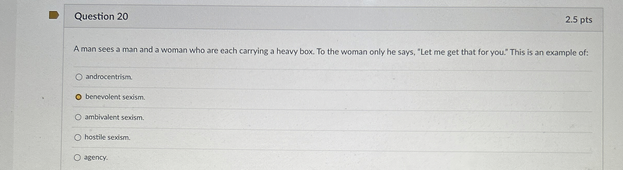 Solved Question 202.5 ﻿ptsA man sees a man and a woman who | Chegg.com