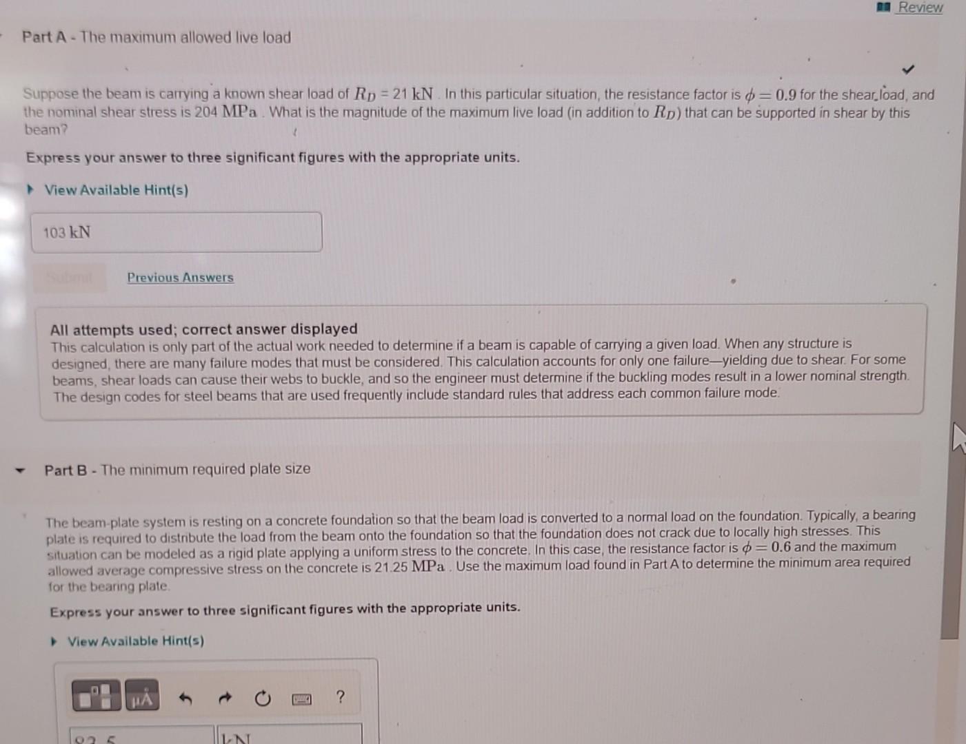 Solved Learning Goal: To calculate a maximum live load for a | Chegg.com