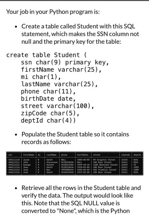 Solved Description You will be proving a database file that | Chegg.com