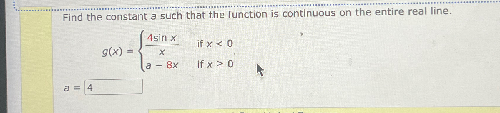 Solved Find the constant a such that the function is | Chegg.com