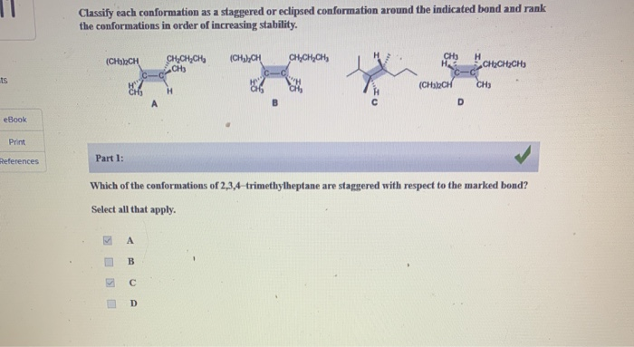 Solved Classify each conformation as a staggered or eclipsed | Chegg.com