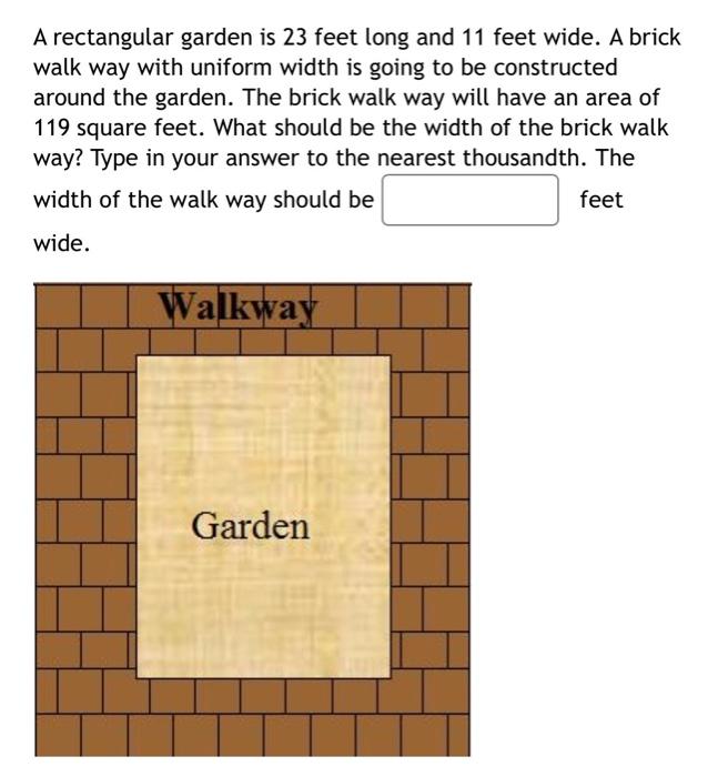 Solved A rectangular garden is 23 feet long and 11 feet | Chegg.com