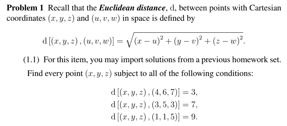 Solved Problem 1 ﻿Recall that the Euclidean distance, d, | Chegg.com