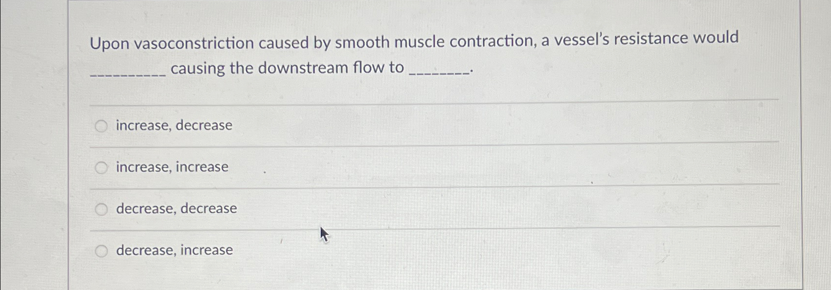 Solved Upon vasoconstriction caused by smooth muscle | Chegg.com