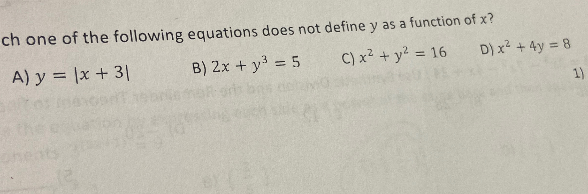 Solved ch one of the following equations does not define y | Chegg.com