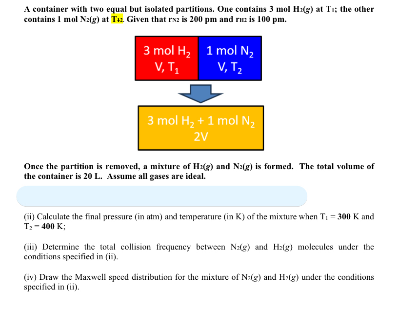Solved A container with two equal but isolated partitions. | Chegg.com