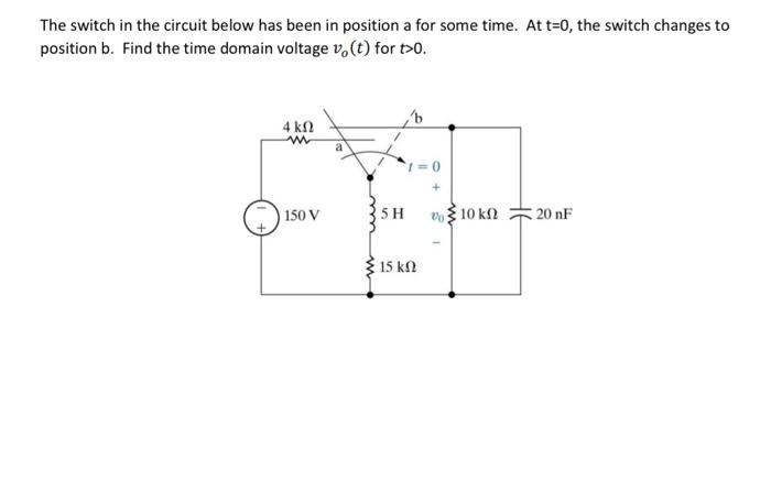 Solved The switch in the circuit below has been in position | Chegg.com