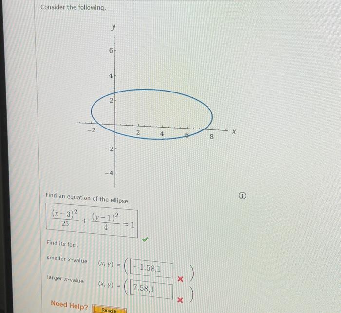 Solved Consider the following. Find its foci. -2 + smaller | Chegg.com