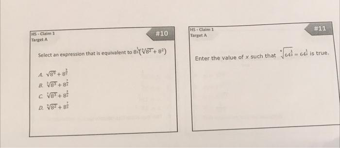 Solved #11 #10 HS. Claims Target A HS-Claim 1 Target A | Chegg.com