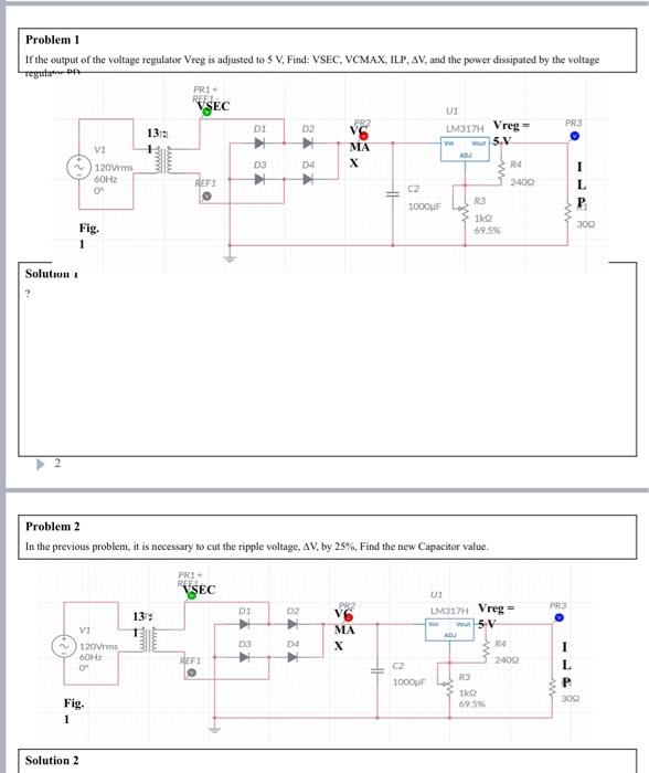 Solved Problem 1 If the output of the voltage regulator Vreg | Chegg.com