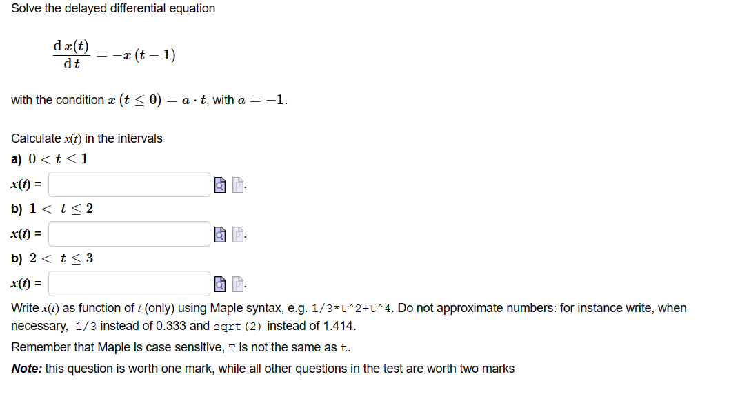 Solved Solve the delayed differential | Chegg.com