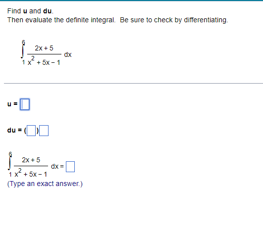 Solved Find u ﻿and du.Then evaluate the definite integral. | Chegg.com