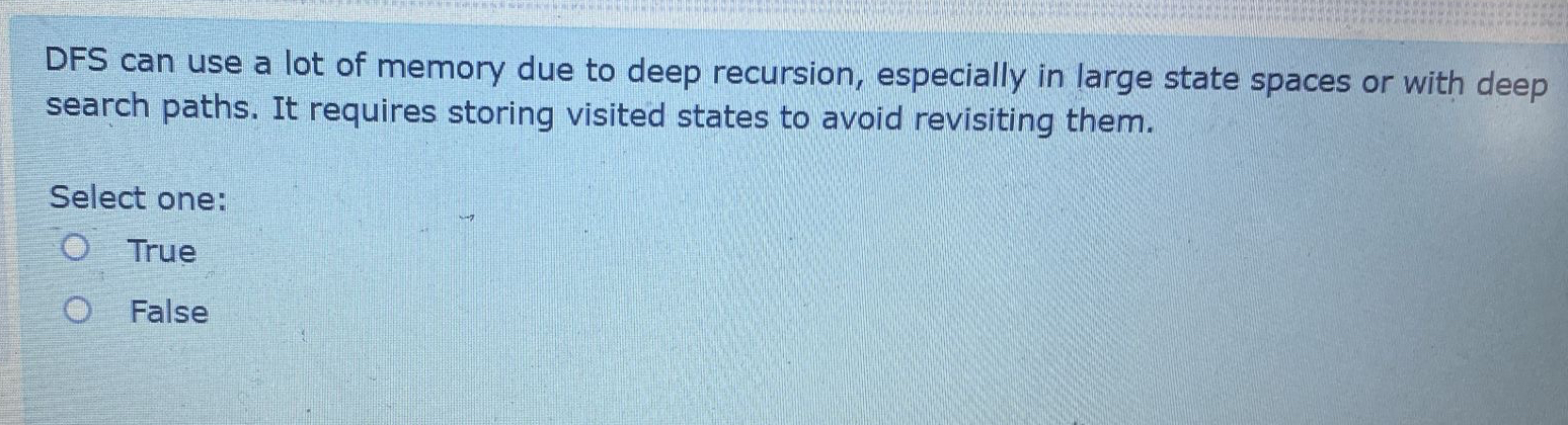 Solved DFS can use a lot of memory due to deep recursion, | Chegg.com