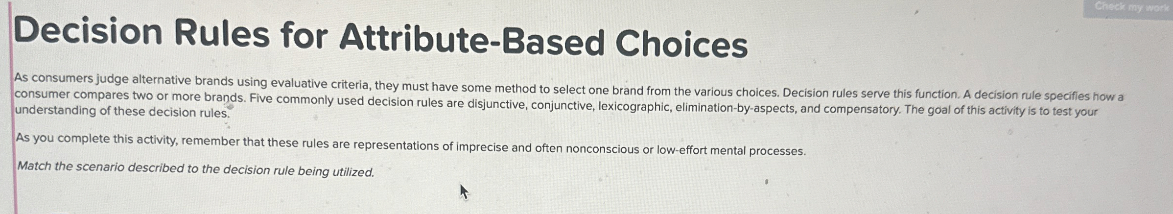 Solved Decision Rules for Attribute-Based ChoicesAs | Chegg.com