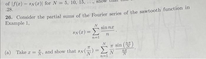 Solved 26. Consider the partial sums of the Fourier series | Chegg.com
