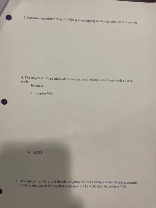 Solved The ACSM has developed equations for estimating | Chegg.com