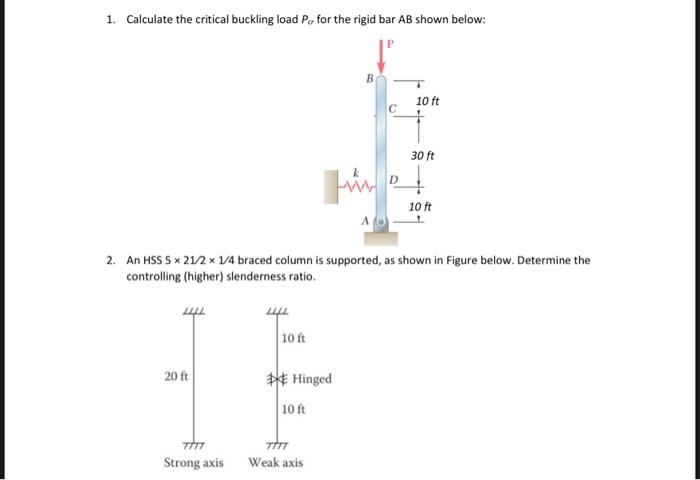 Solved 1. Calculate the critical buckling load Por for the | Chegg.com