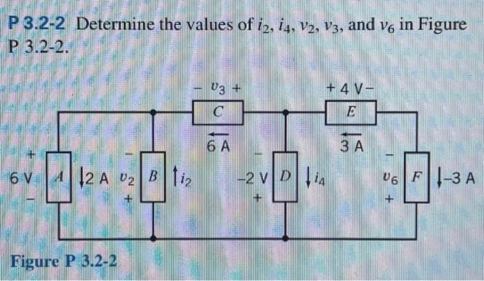Solved P 3.2-2 Determine the values of i2,i4,v2,v3, and v6 | Chegg.com