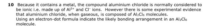 Solved 10 Because it contains a metal, the compound | Chegg.com