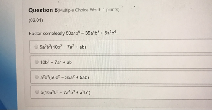 Solved Question 8 Multiple Choice Worth 1 points) (02.01) | Chegg.com