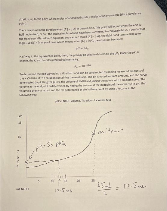 Solved pH at the Endpoint: pH Halfway to Endpoint: Ka: | Chegg.com