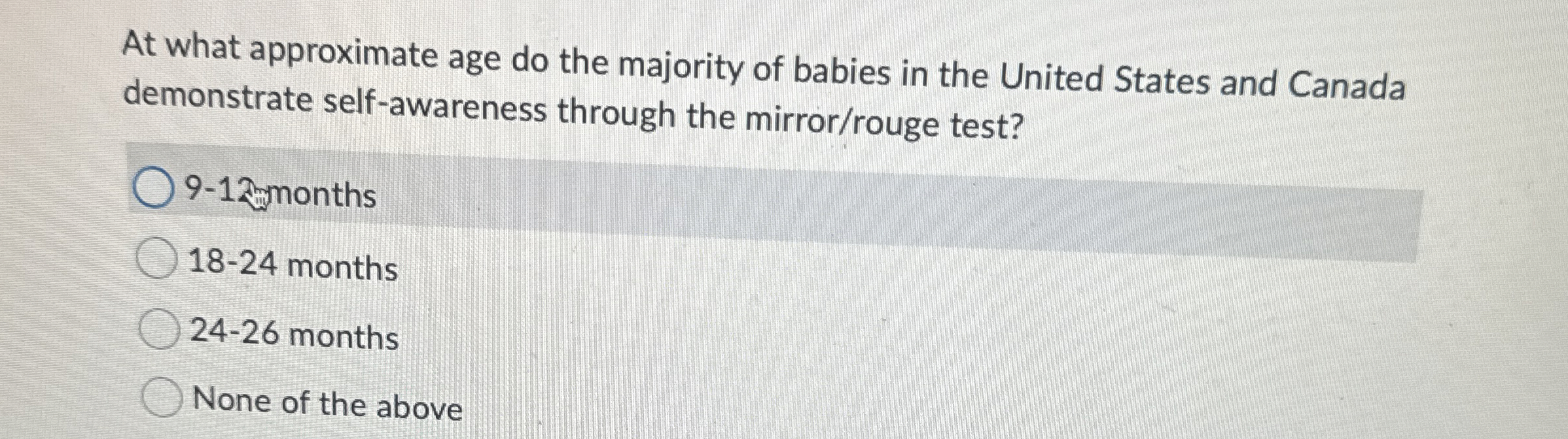 Solved At what approximate age do the majority of babies in | Chegg.com