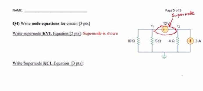 Solved NAME: Q4) Write mode equations for circuit [5 pts] | Chegg.com