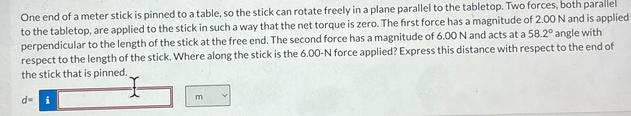Solved One end of a meter stick is pinned to a table, so the | Chegg.com