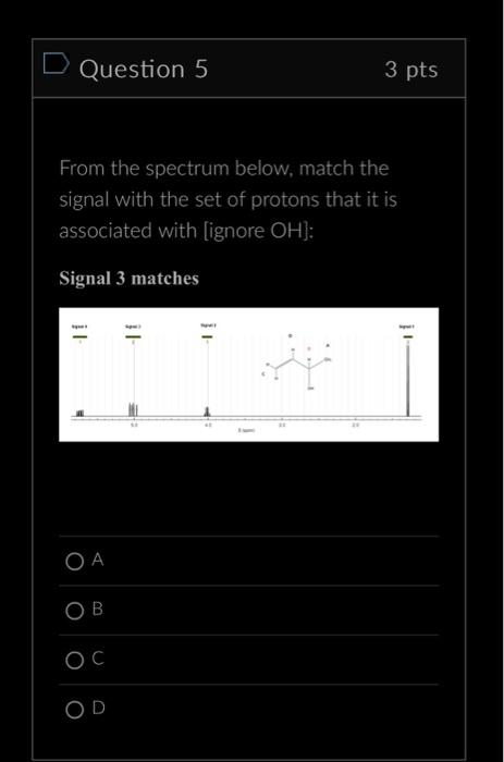 Solved Question 5 From the spectrum below, match the signal | Chegg.com