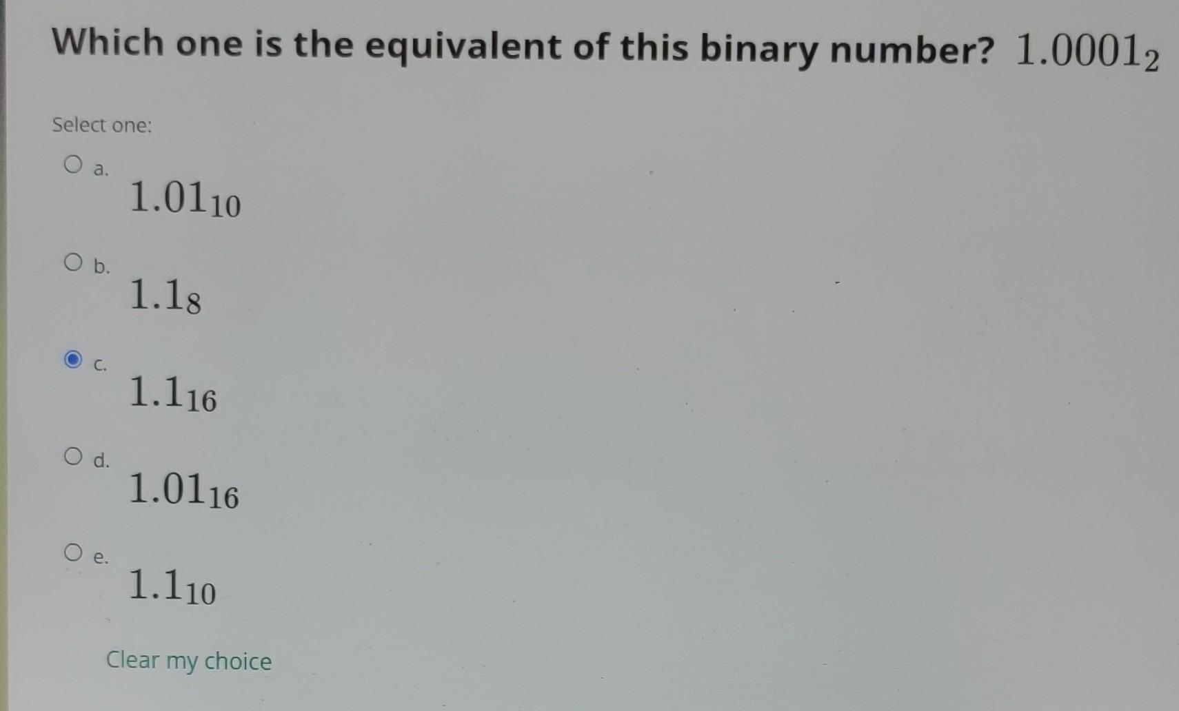 Solved Which one is the equivalent of this binary number? | Chegg.com