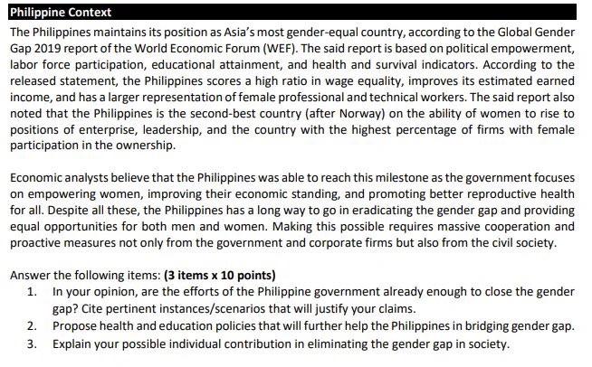 Solved Philippine Context The Philippines maintains its | Chegg.com