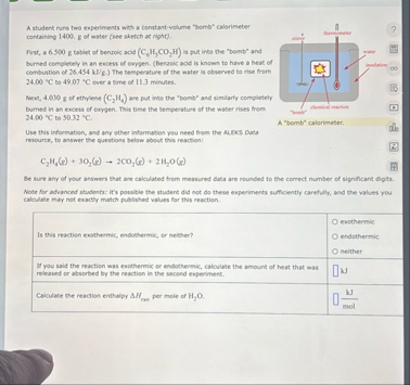 Solved A student runs two experiments with a constant-volume | Chegg.com