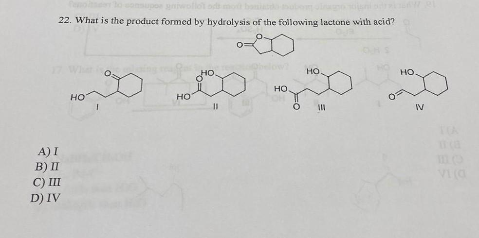 Solved 22. What is the product formed by hydrolysis of the | Chegg.com