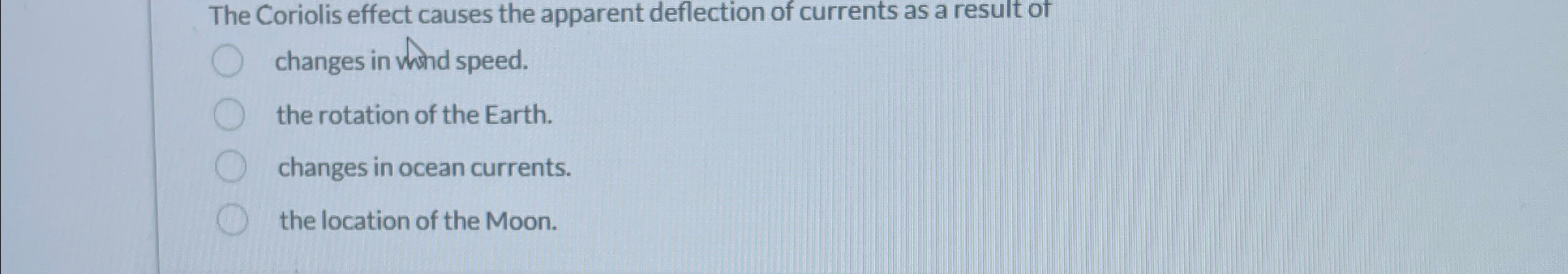 Solved The Coriolis effect causes the apparent deflection of | Chegg.com