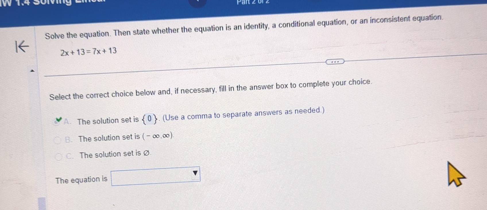 Solved Solve the equation. Then state whether the equation | Chegg.com