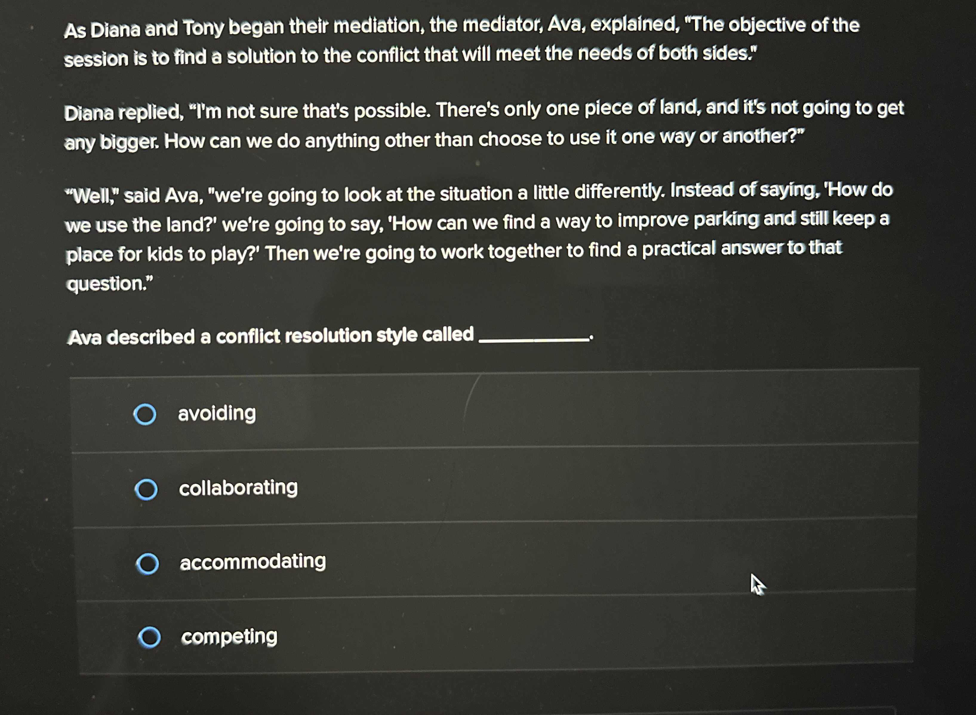 Solved As Diana and Tony began their mediation, the | Chegg.com