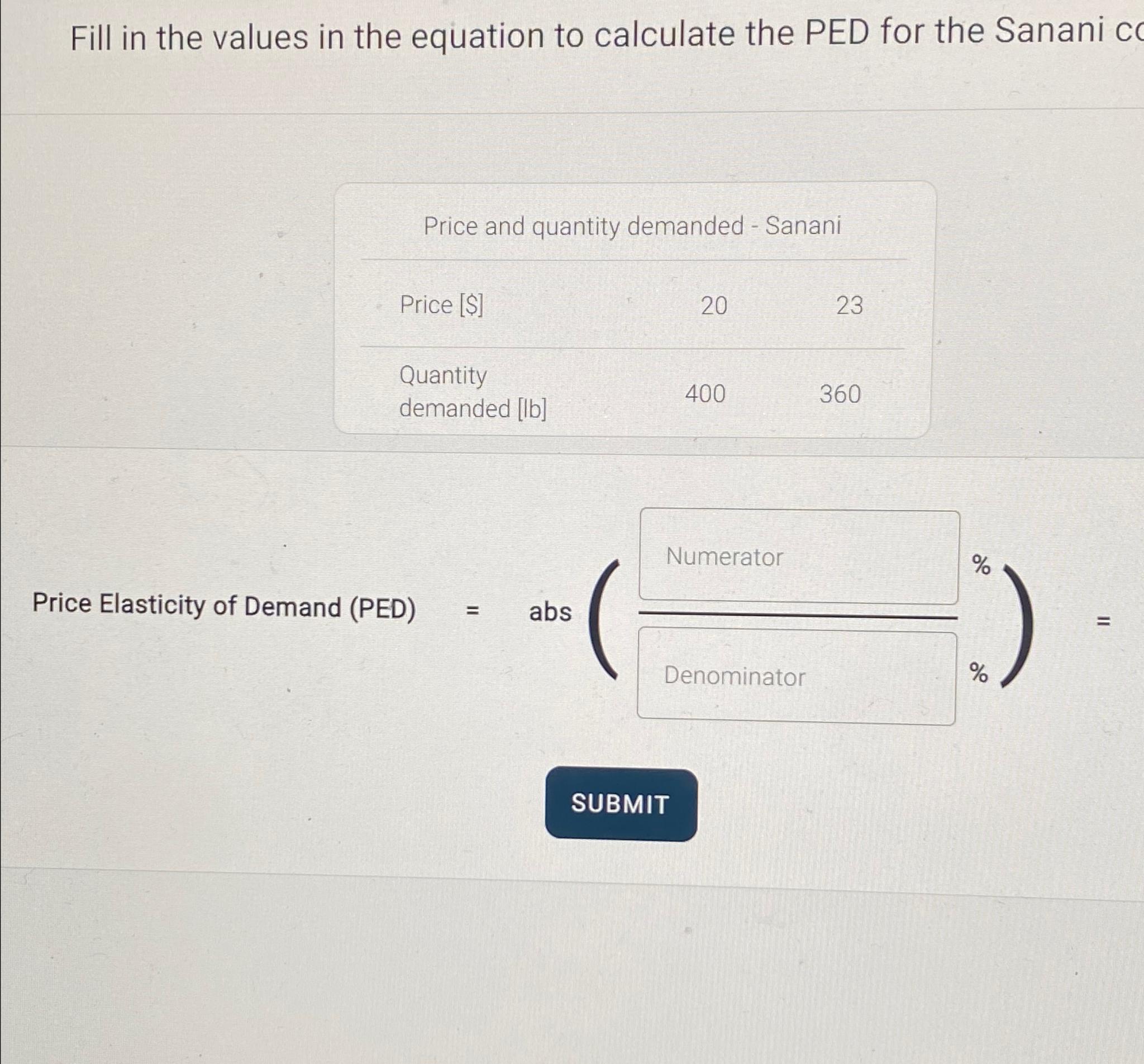 Solved Fill in the values in the equation to calculate the | Chegg.com